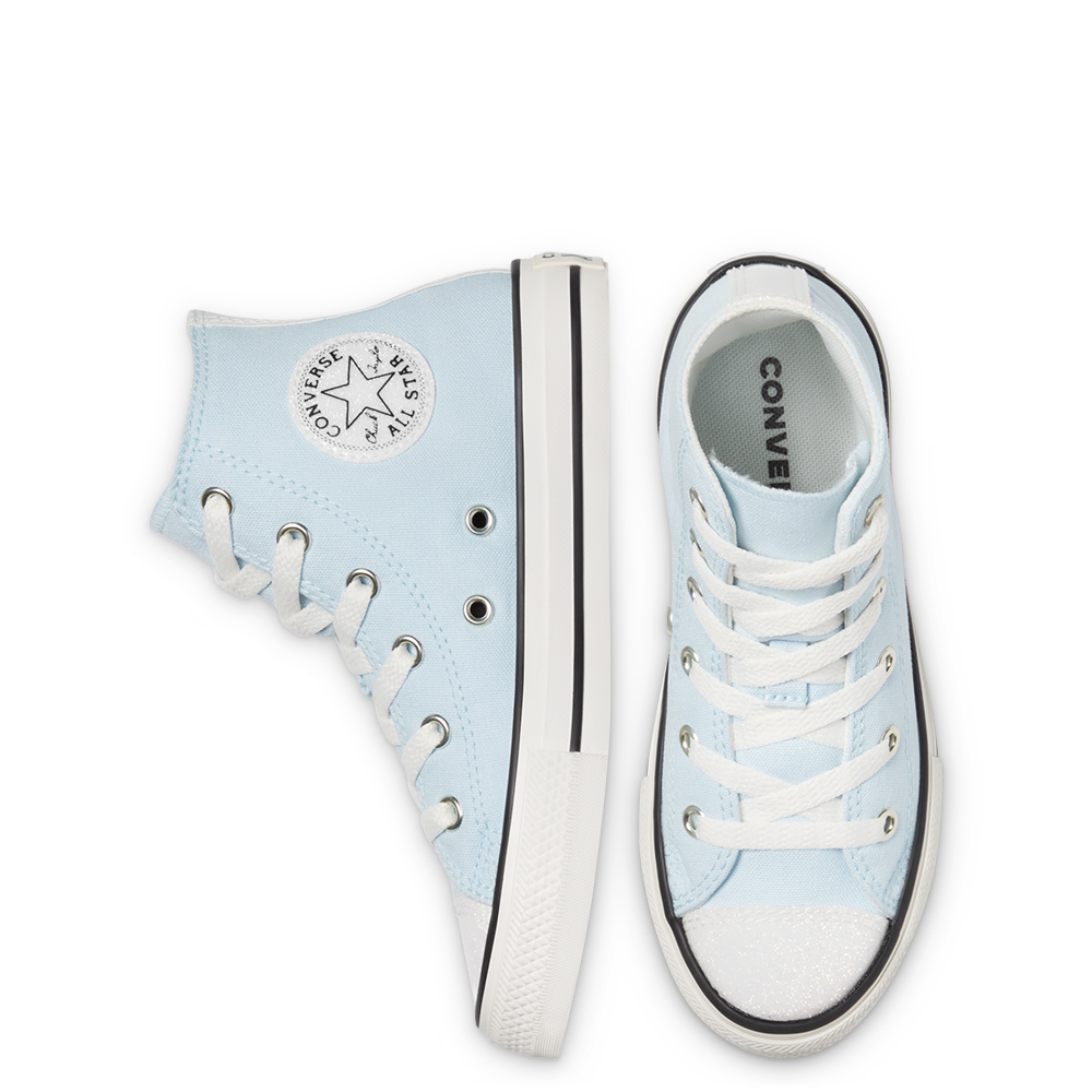 Shop Girl's Light Blue Converse CTAS Glitter High-Top Sneakers | Rookie USA